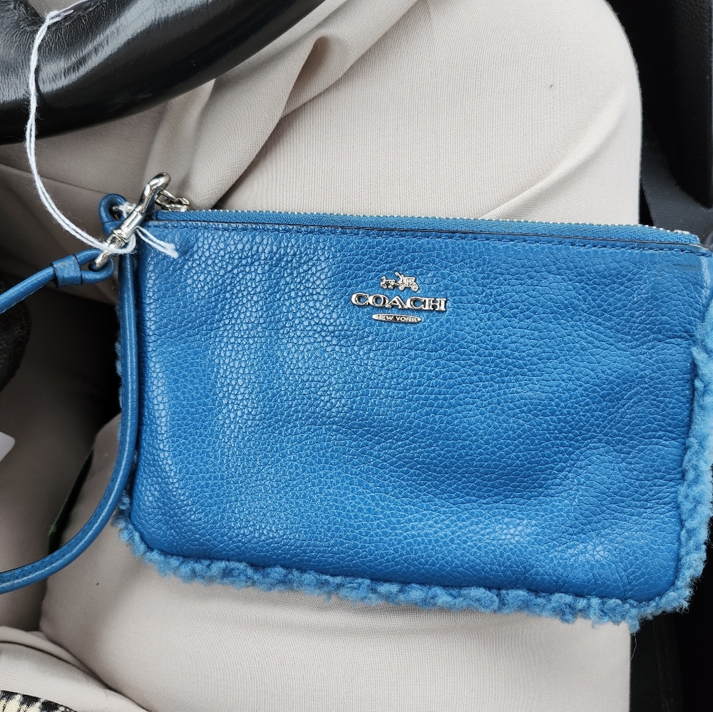 Coach Peacock Blue Wristlet - Gem